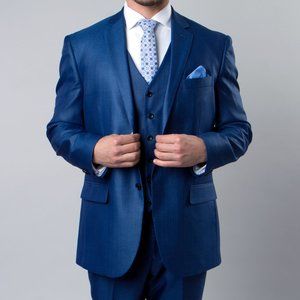 Tazio | Suits & Blazers | Sharkskin Classic Fit Mens Suit 3pc Blue ...